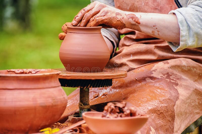 Hand made pottery stock image. Image of finger, actions - 94882873