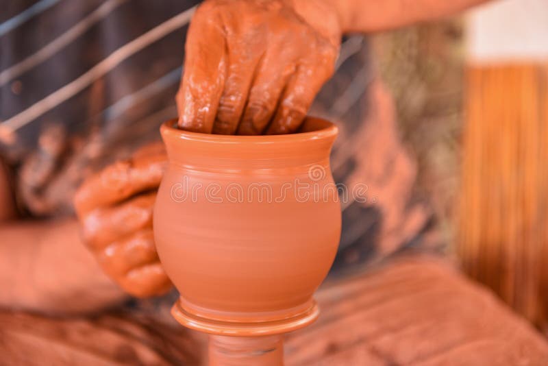 Hand Made Pottery Works&Handmade Vase Work Stock Photo - Image of ...