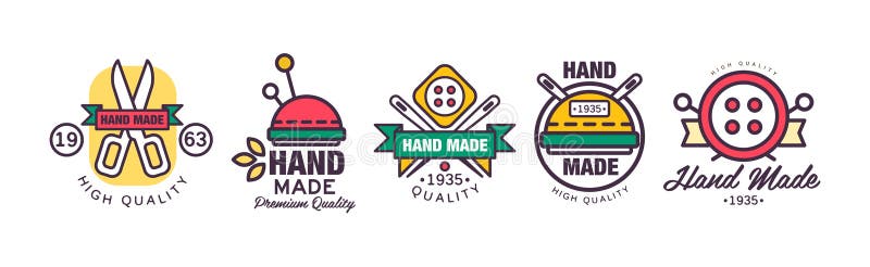 Hand Made Premium Quality Logo and Label Design Vector Set Stock Vector ...