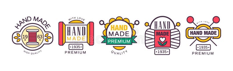 Hand Made Premium Quality Logo and Label Design Vector Set Stock ...