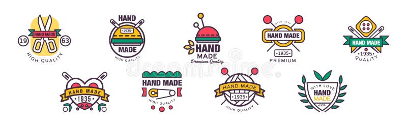 Hand Made Premium Quality Logo and Label Design Vector Set Stock Vector ...