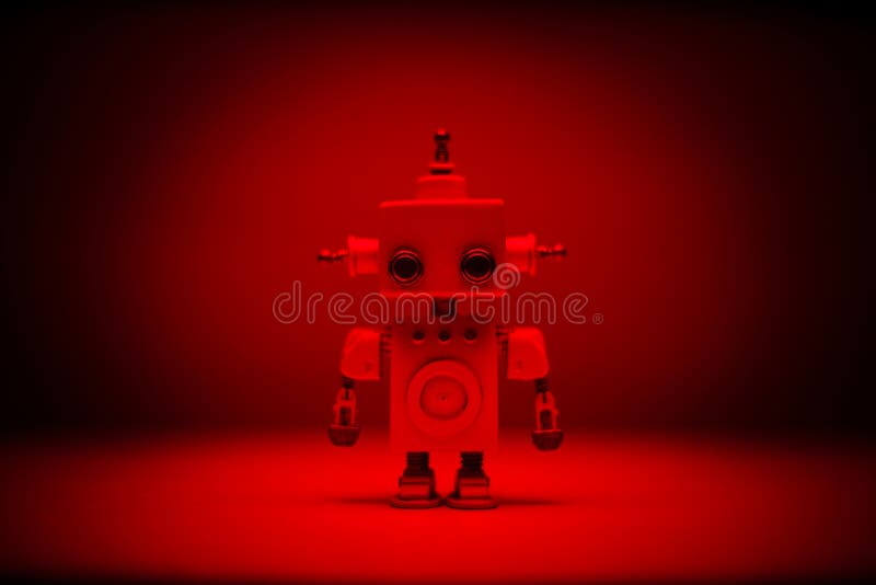 Hand Made Robot Under Red Light Stock Image - Image of future, electric ...