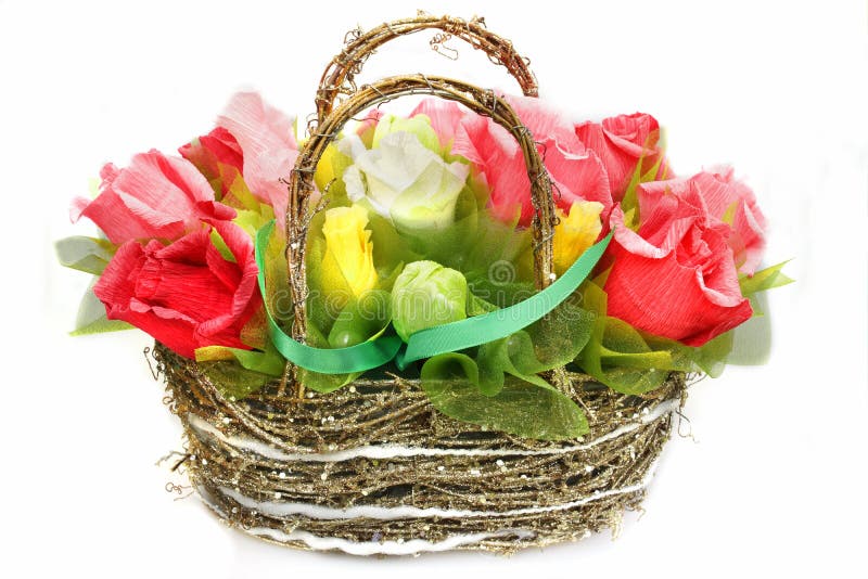 Hand-made Roses in Design Basket Stock Image - Image of arrangement ...