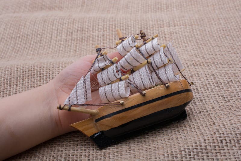 Hand Made Sail Boat in Hand Stock Image - Image of vessel, holding ...