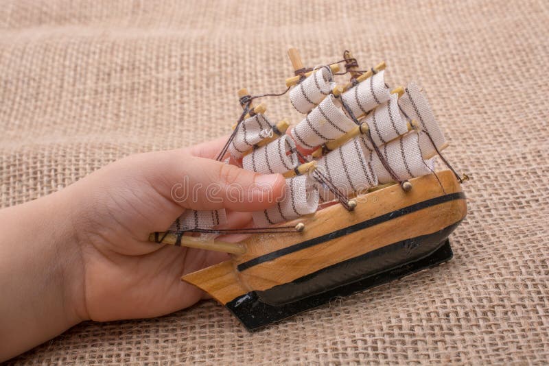 Hand Made Sail Boat in Hand Stock Image - Image of wooden, holding ...