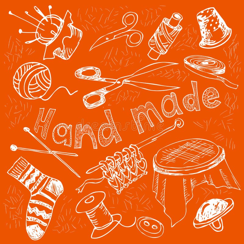 Hand made set of objects stock vector. Illustration of sketch - 105276540