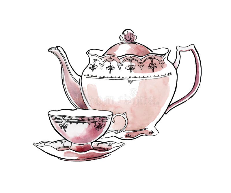 Hand Made Sketch of Tea Sets. Vector Illustration. Stock Illustration ...