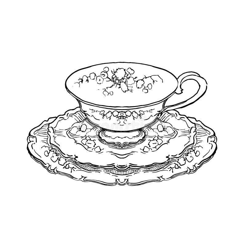 Hand Made Sketch of Tea Sets. Vector Illustration. Stock Illustration ...