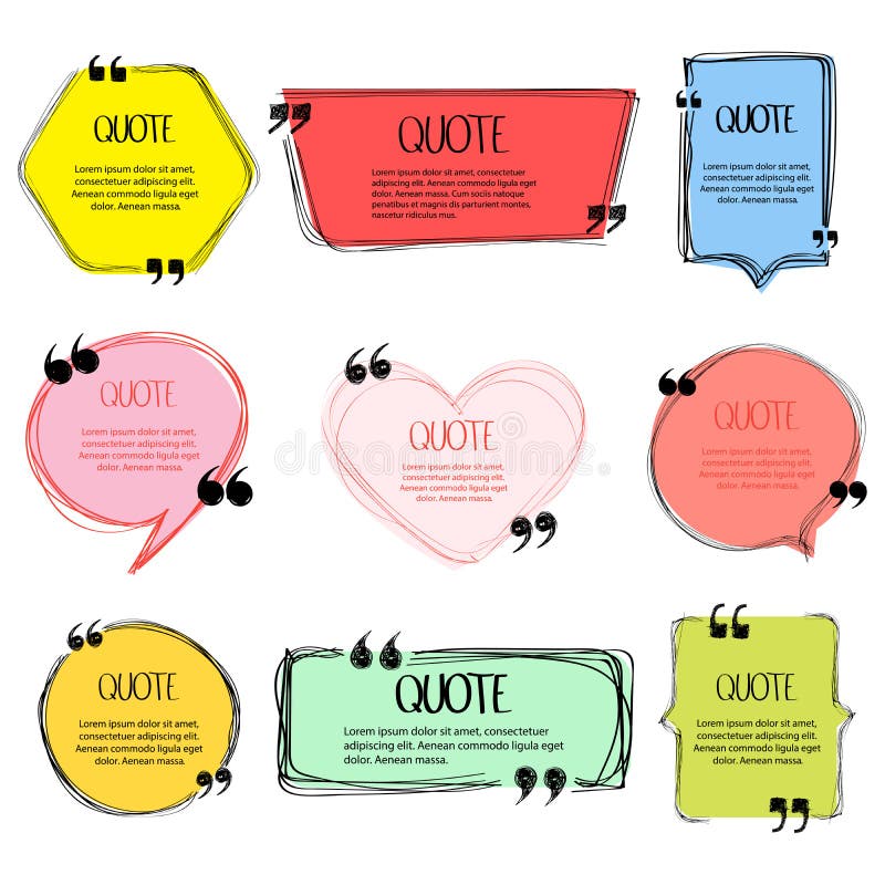 Hand Made Speech Bubble. Quote Frame, Big Set. Freehand Text Quotes ...