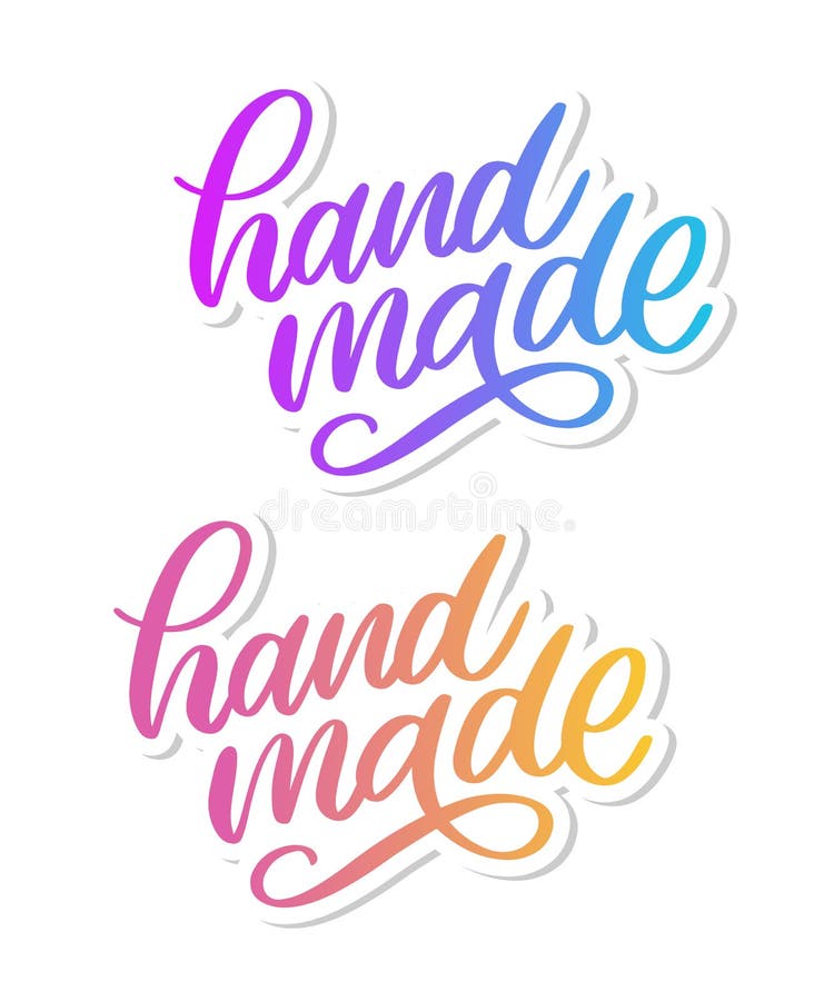 Hand Made. Vector Icon. Sign. Hand Lettering. Slogan Stock Illustration ...
