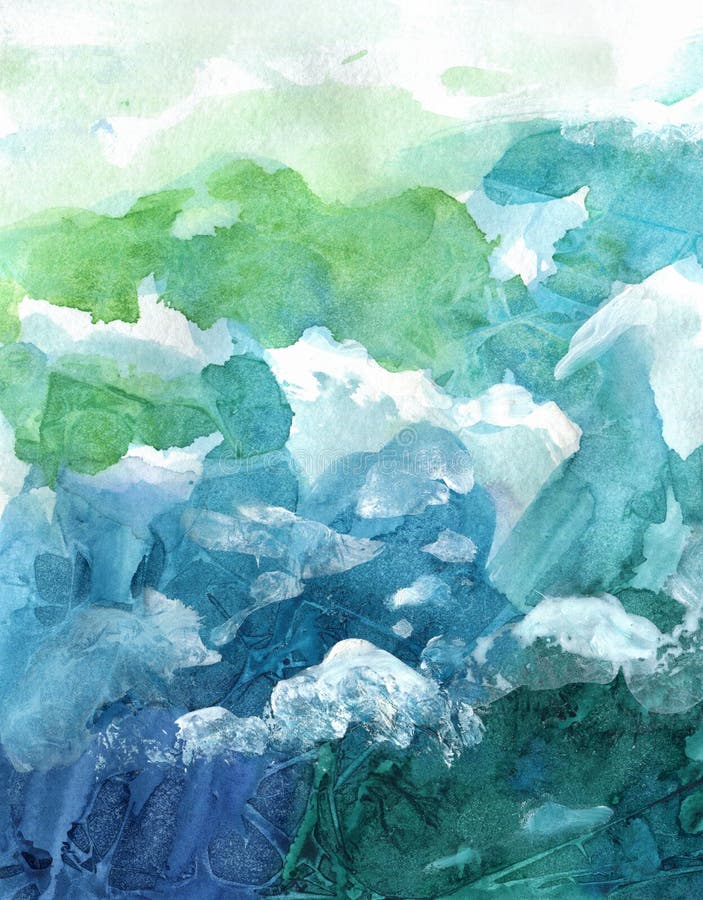 A Hand-made Watercolor Sea and Wave Texture Stock Illustration ...