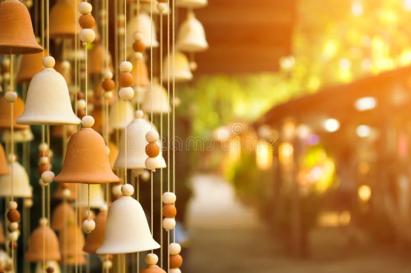 Hand Made Wind Chimes Hanging on a String Stock Photo - Image of field ...