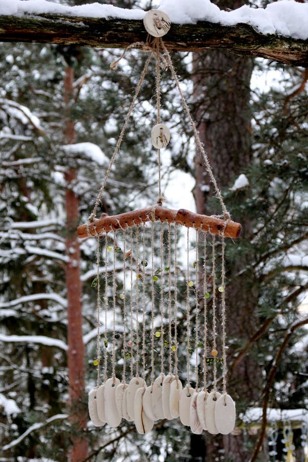 Hand Made Wind Chimes Hanging on a String with Depth of Field Effect ...