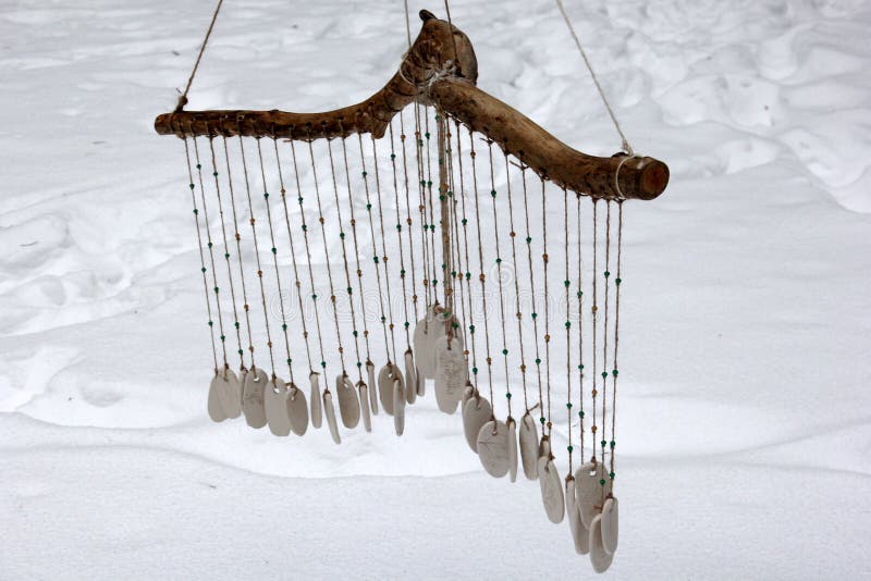 Hand Made Wind Chimes Hanging on a String with Depth of Field Effect ...