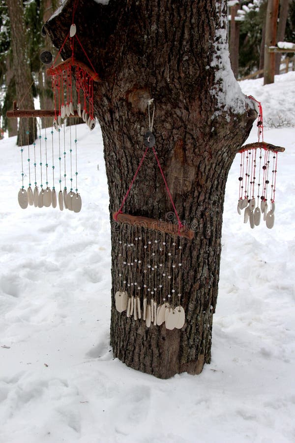 Hand Made Wind Chimes Hanging on a String with Depth of Field Effect ...