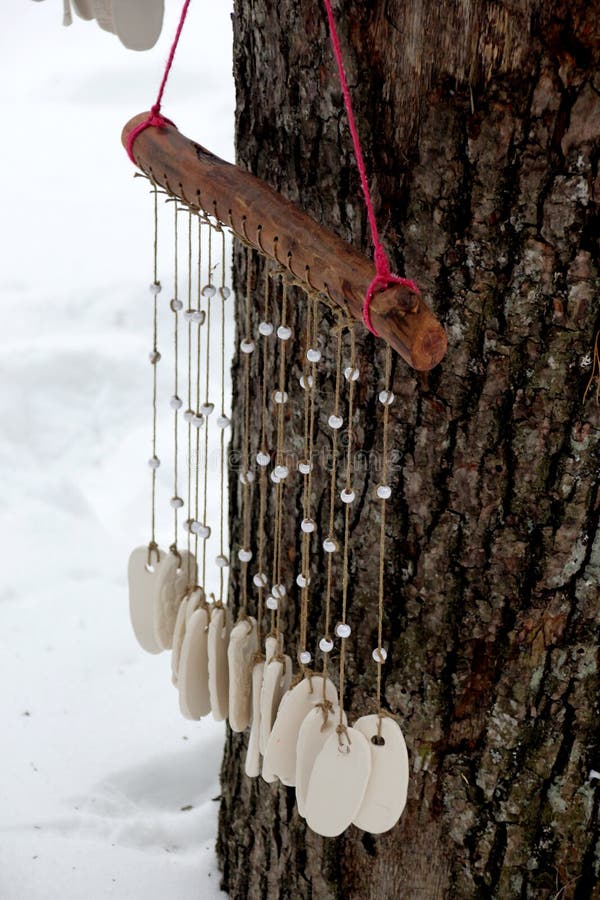 Hand Made Wind Chimes Hanging on a String with Depth of Field Effect ...