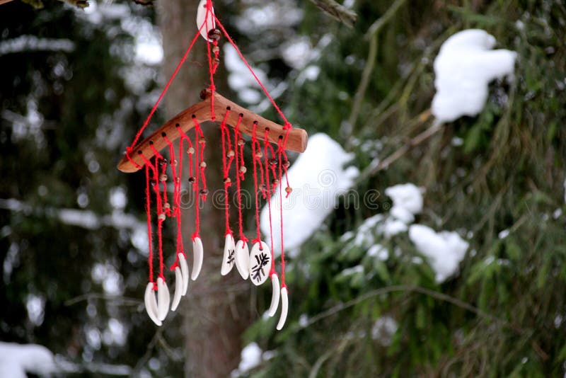 Hand Made Wind Chimes Hanging on a String with Depth of Field Effect ...