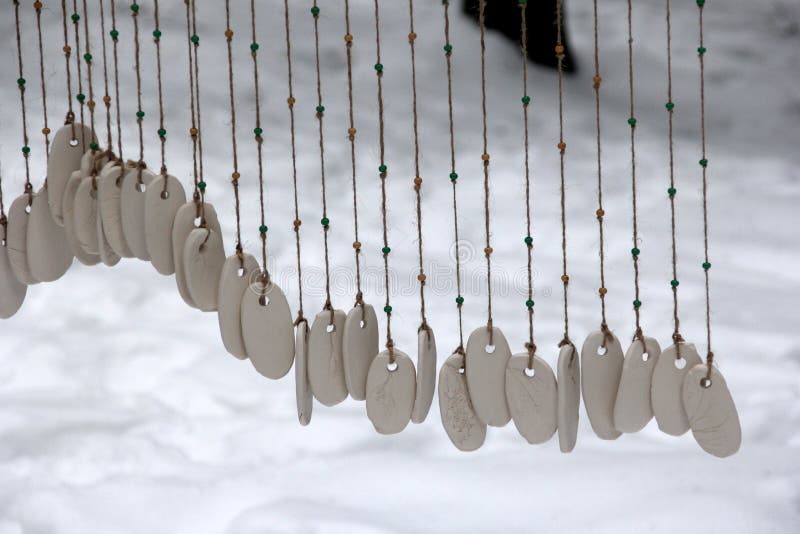 Hand Made Wind Chimes Hanging on a String with Depth of Field Effect ...