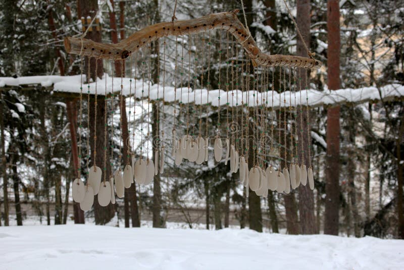 Hand Made Wind Chimes Hanging on a String with Depth of Field Effect ...