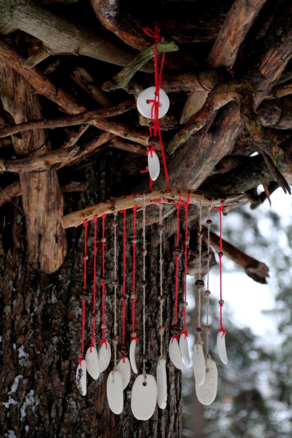 Hand Made Wind Chimes Hanging on a String with Depth of Field Effect ...