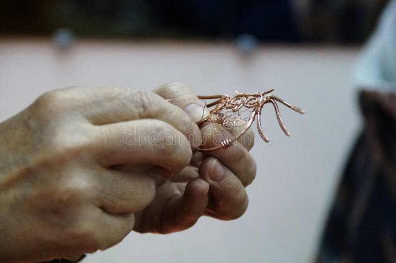 Hand Made Work with Wire in Wire Stock Image - Image of hobby, hand ...