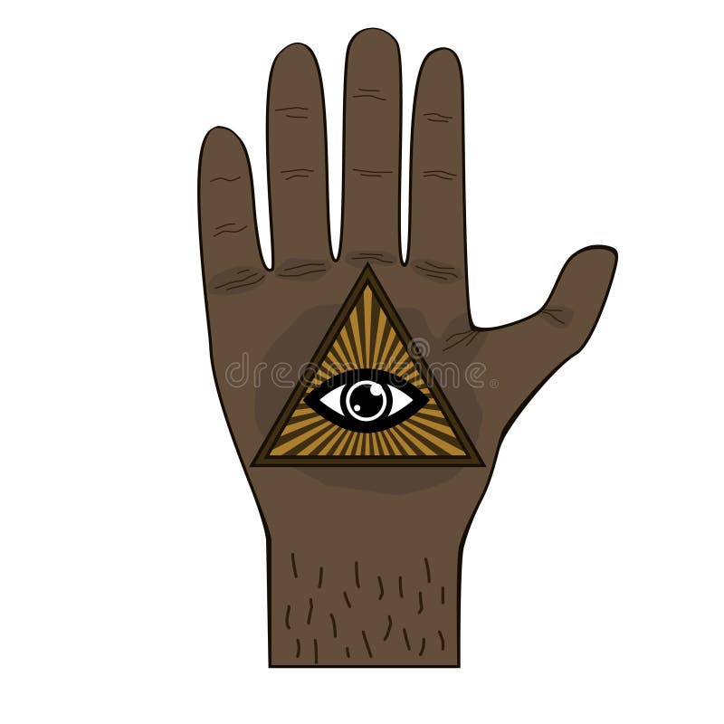 A Hand with a Magic Eye in a Pyramid. Stock Vector - Illustration of ...