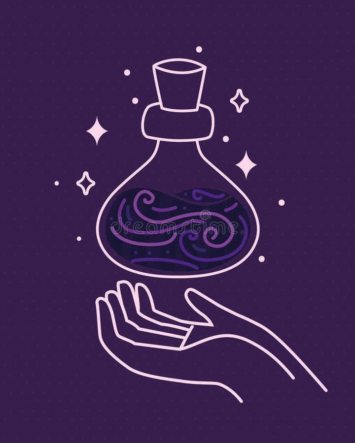 Hand with magic potion stock vector. Illustration of minimal - 267439911