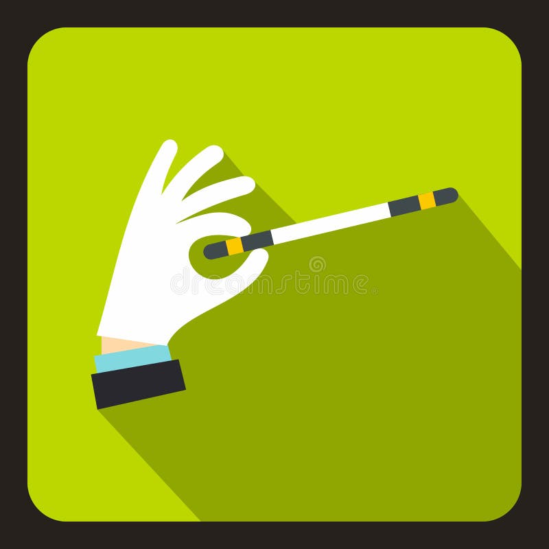 Hand with Magic Wand Icon, Flat Style Stock Illustration - Illustration ...