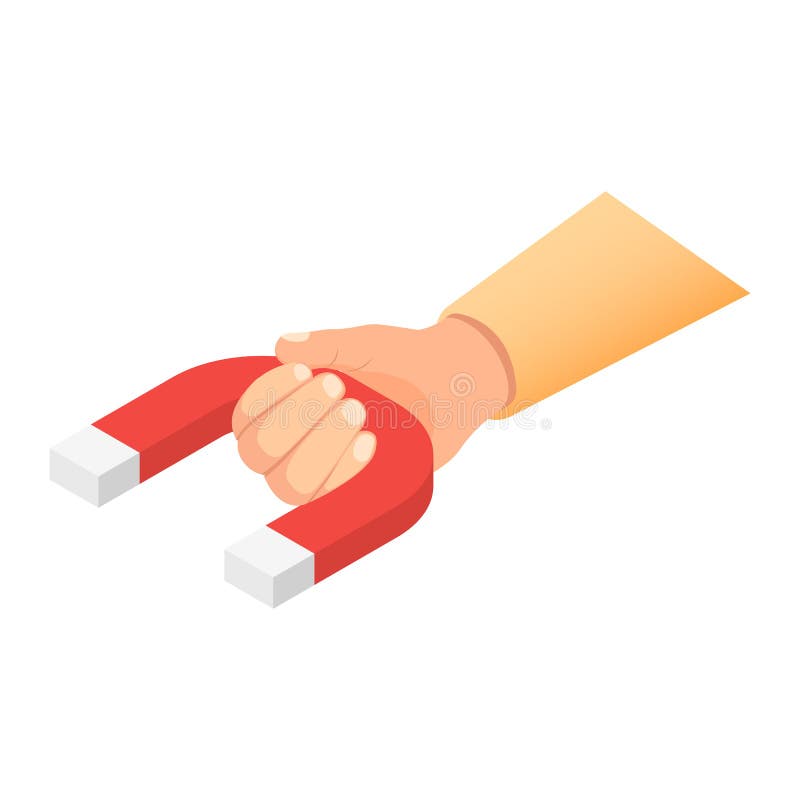 Hand Magnet Icon Set, Isometric Style Stock Vector - Illustration of ...