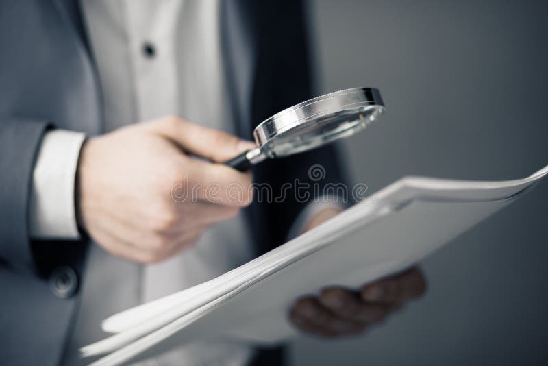 Hand Magnifier with Document Stock Photo - Image of looking, magnifier ...