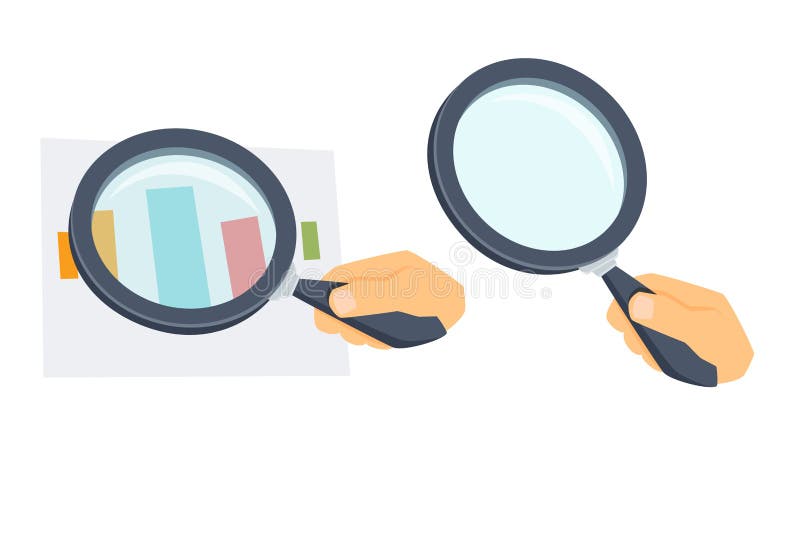 Hand with magnifier stock vector. Illustration of hand - 79713520