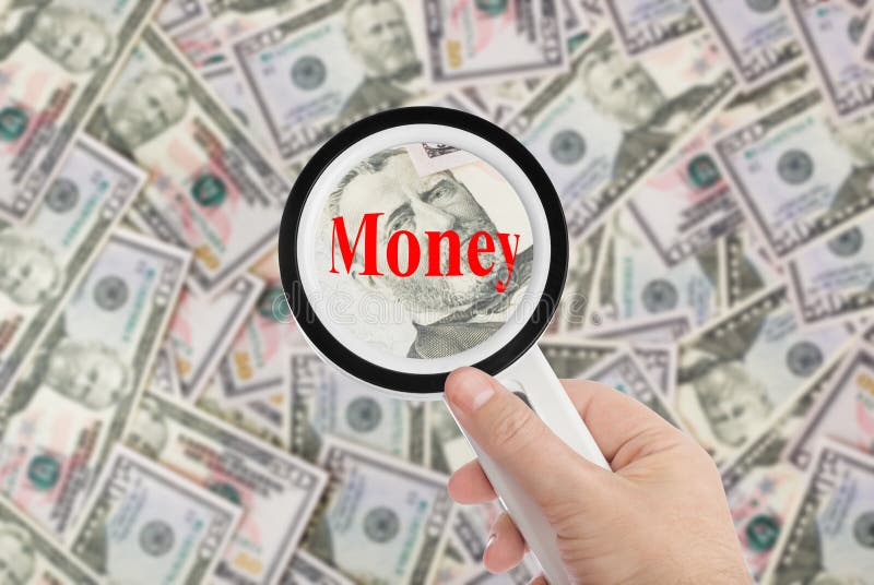 Money and Magnifying Glass in Hand Stock Image - Image of investment ...
