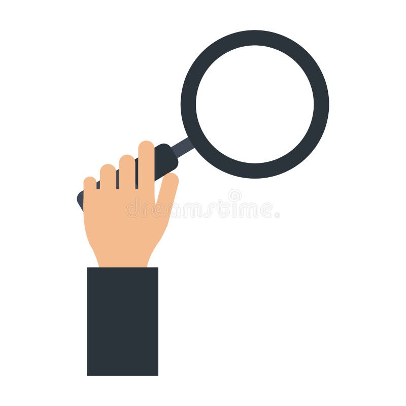 Hand with magnifying glass stock vector. Illustration of exploration ...