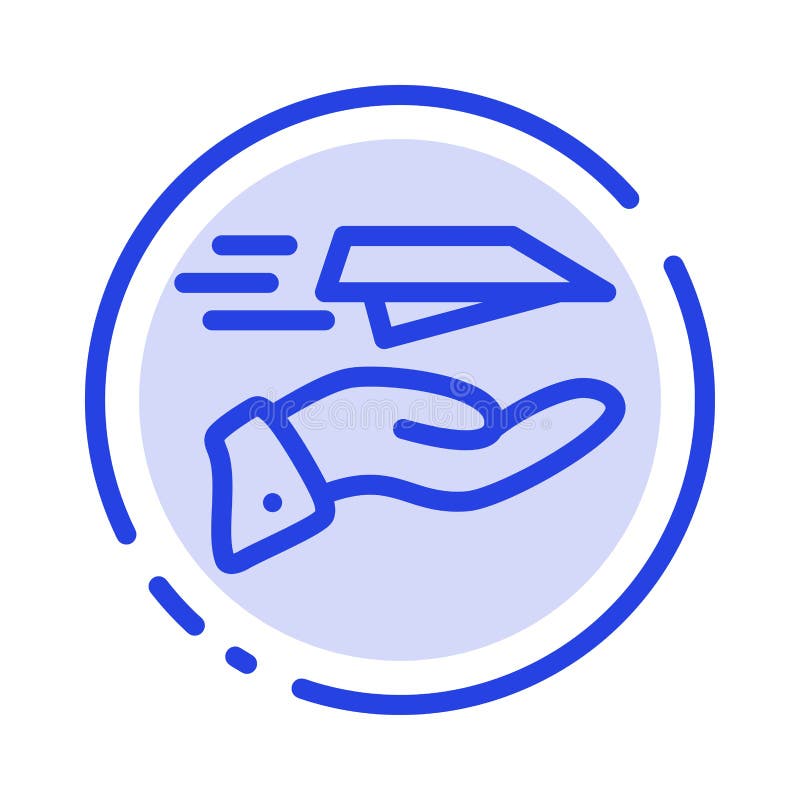 Hand, Mail, Paper Plane, Plane, Receive Blue Dotted Line Line Icon ...