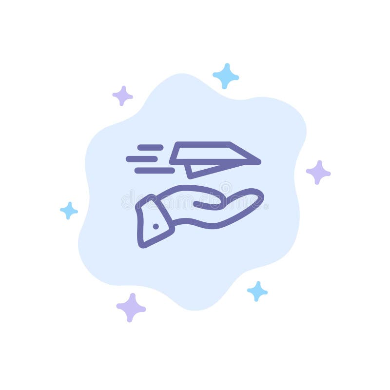 Hand, Mail, Paper Plane, Plane, Receive Blue Icon on Abstract Cloud ...