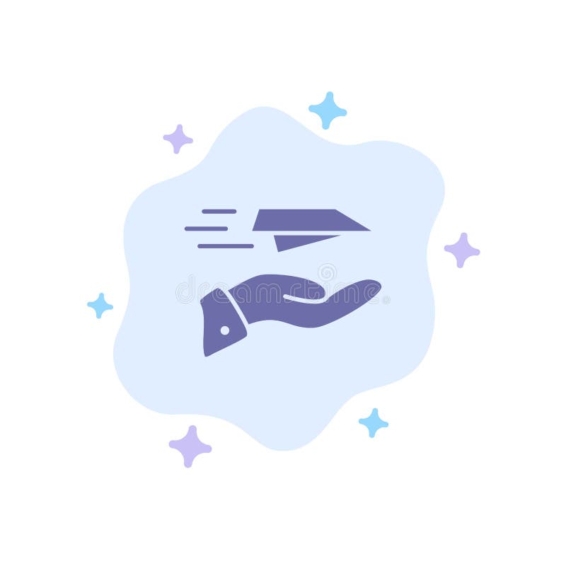 Hand, Mail, Paper Plane, Plane, Receive Blue Icon on Abstract Cloud ...