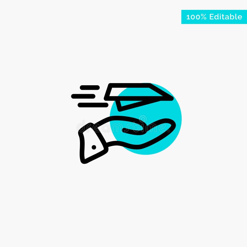 Hand, Mail, Paper Plane, Plane, Receive Turquoise Highlight Circle ...