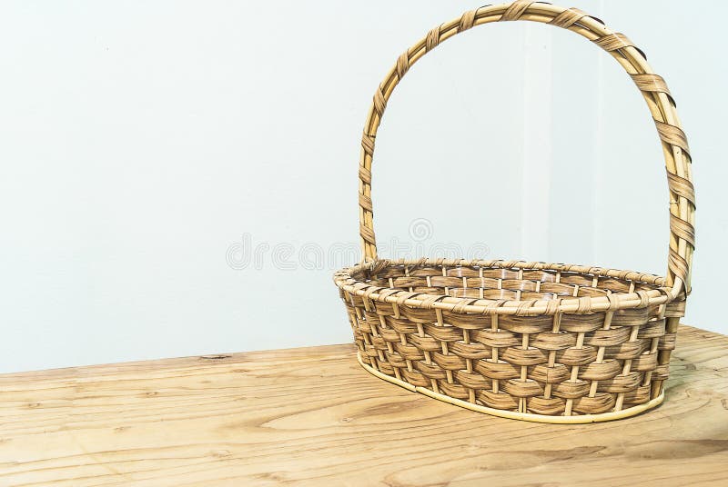 Hand Make Basket on Wooden Table on White Background Stock Image ...
