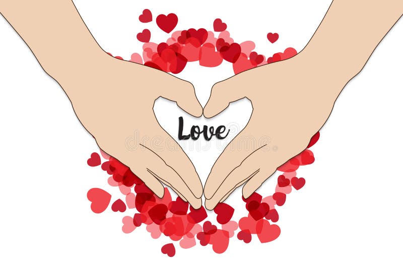 Hand Make Heart Shape Happy Valentine`s Day Stock Vector - Illustration ...