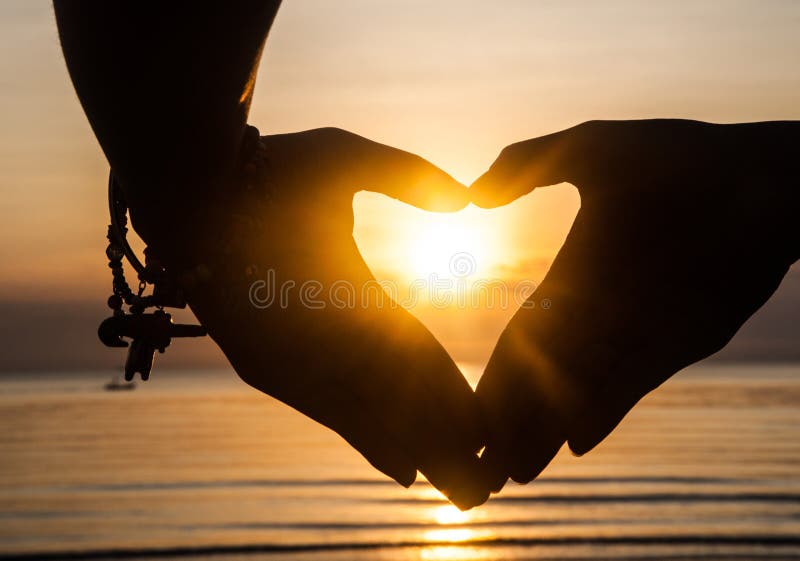 Hand Make Heart with Sunset Stock Image - Image of heartshaped, symbol ...