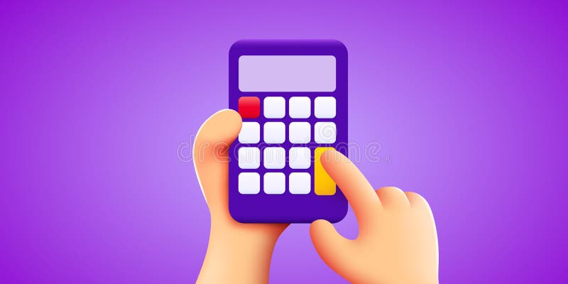 Hand Makes Calculations Using Calculator. Cartoon 3d Style Stock Vector ...