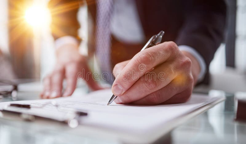 Hand Makes Notes on a Paper Notebook, Close-up Stock Photo - Image of ...