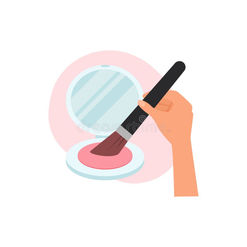 Hand with Makeup Brush Taking Compact Blush from Round Package Stock ...