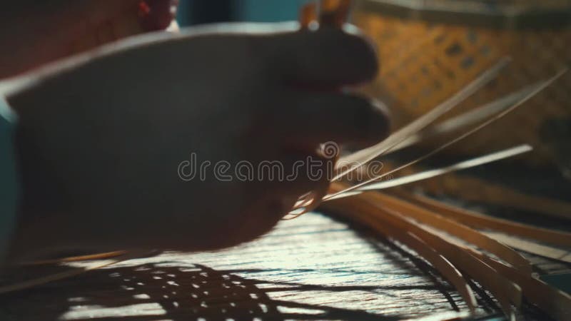 Hand Making a Basket Made of Bamboo Straw Stock Video - Video of nature ...