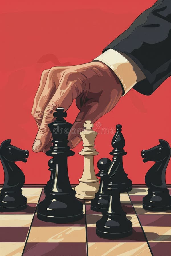 Hand Making a Chess Move, Poster Illustration Stock Image - Image of ...