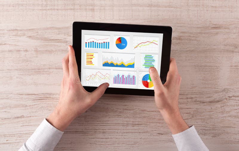 Hand Making Reports on Tablet Stock Image - Image of create, decrease ...