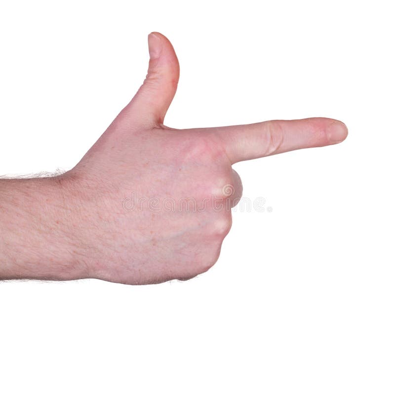Hand Making Finger Gun Pointing Right Stock Photo - Image of pointing ...