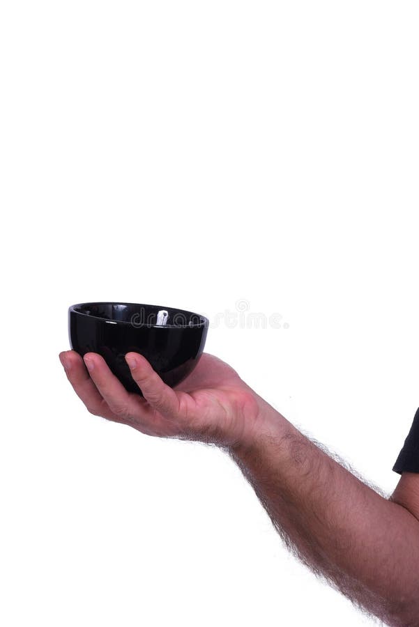 Hand Making Hands Together Gesture Holding Bowl of Golden Grass Raising ...