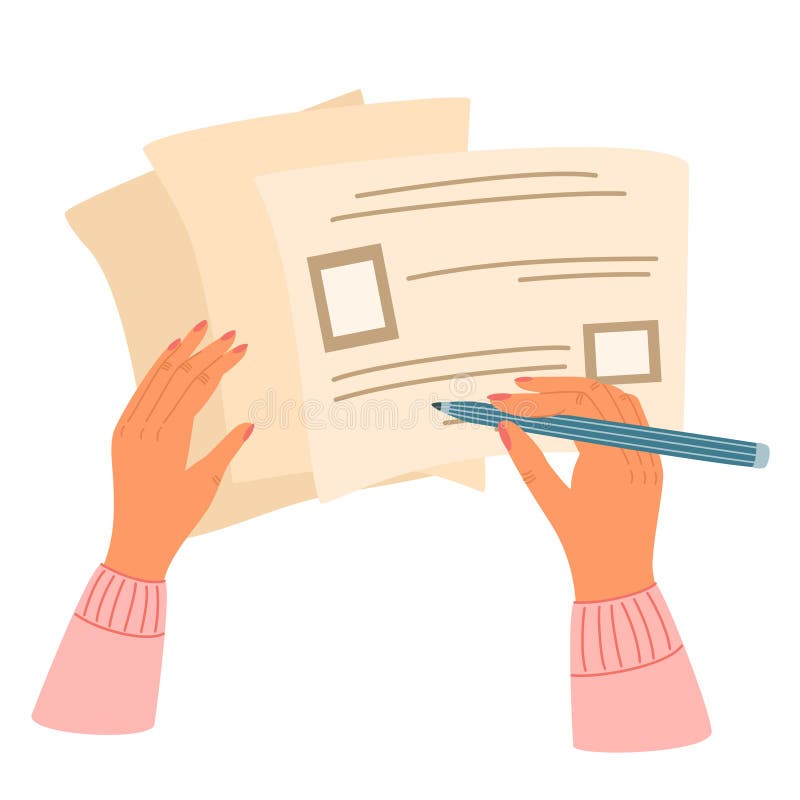 Hand Making Note. Female Hands Holding Pen or Pencil, Making Notes ...