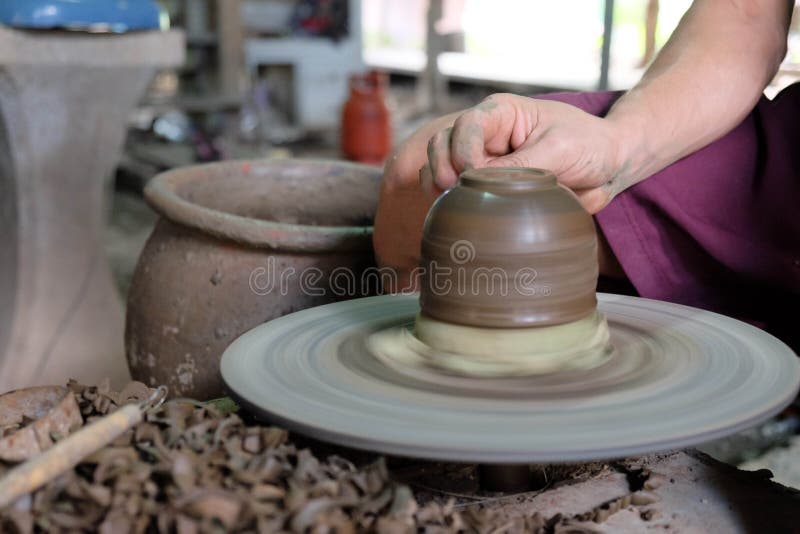 Hand making pottery stock photo. Image of accessory, brown - 63740630